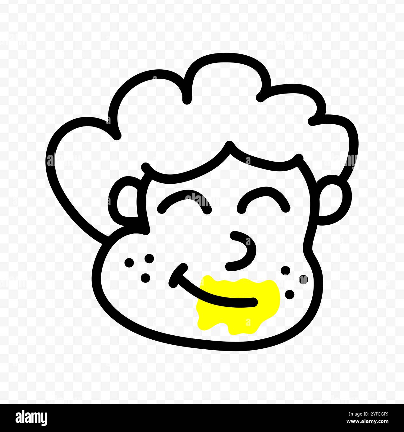 Vector illustration of hand drawn boy face with yellow spot on face ...