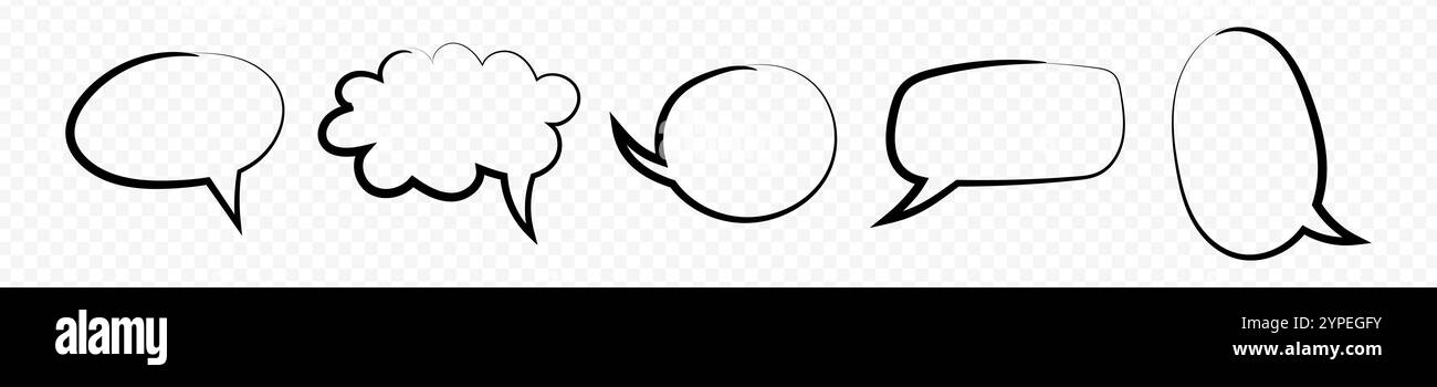 Vector hand drawn chat bubbles on transparent background Stock Vector ...