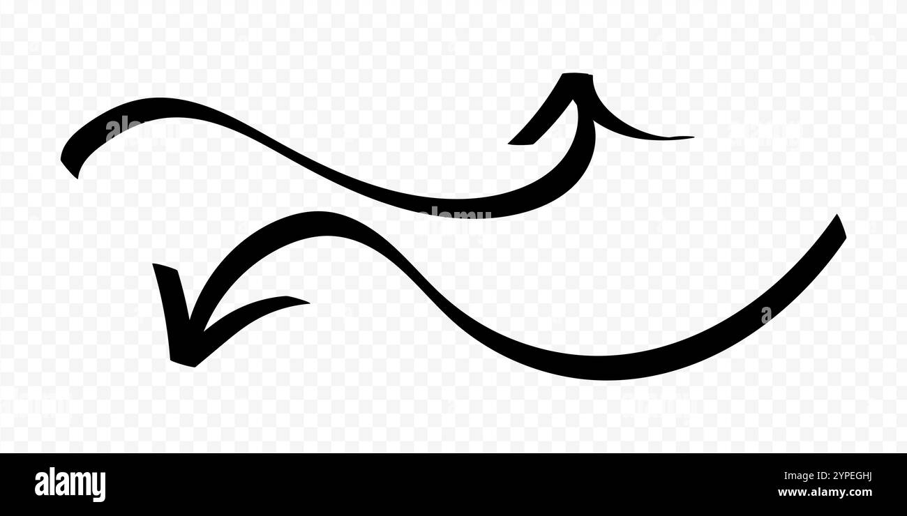 Vector hand drawn wavy arrows on transparent background Stock Vector ...