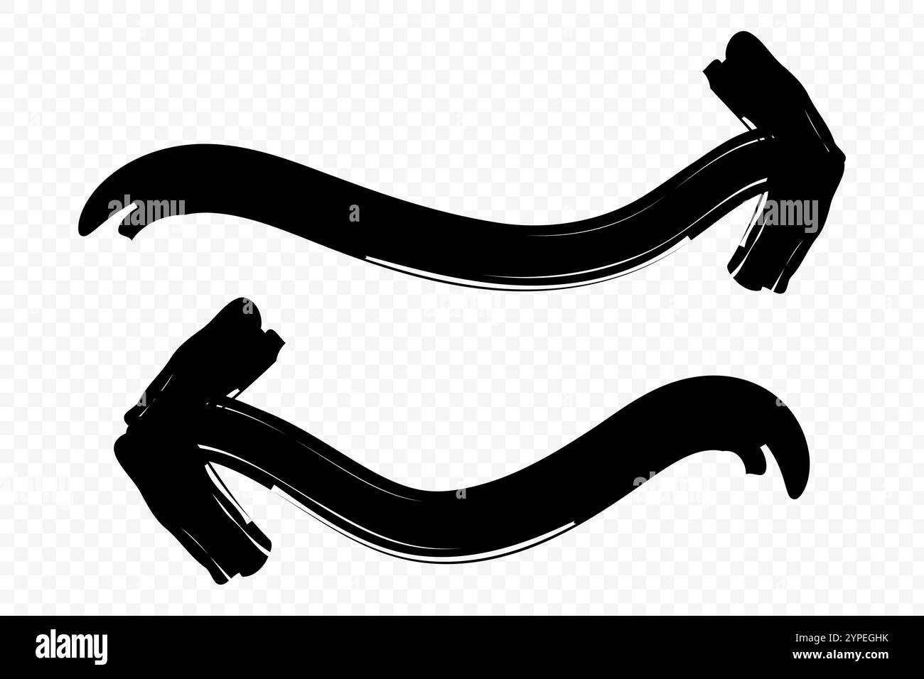 Vector hand drawn curvy arrows in grunge effect on transparent ...