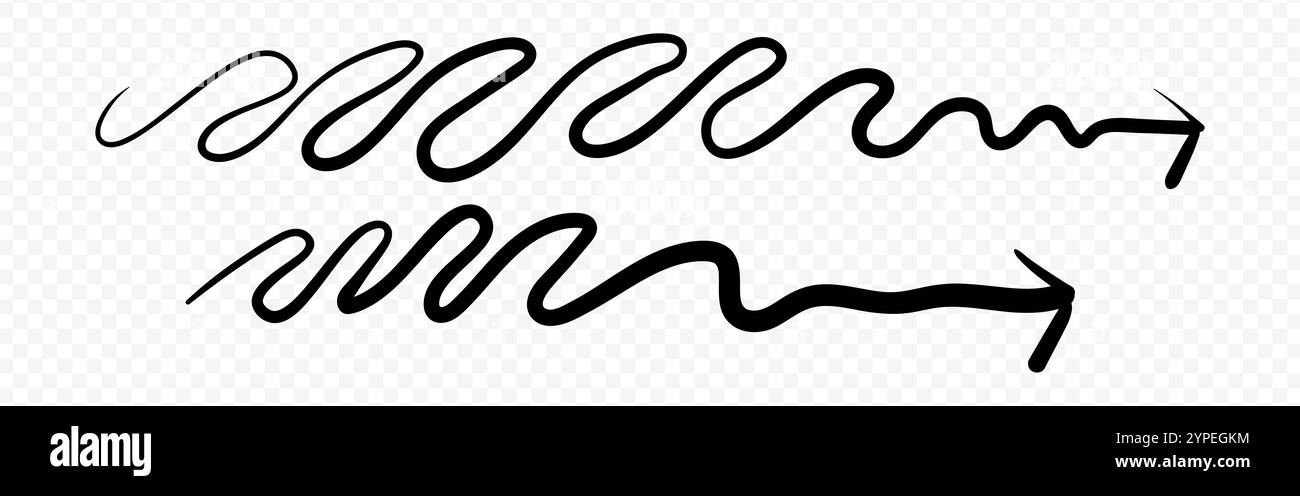 Vector hand drawn squiggly arrows on transparent background Stock ...