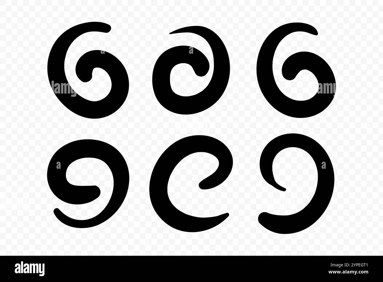 Vector hand drawn curly lines set on transparent background Stock ...