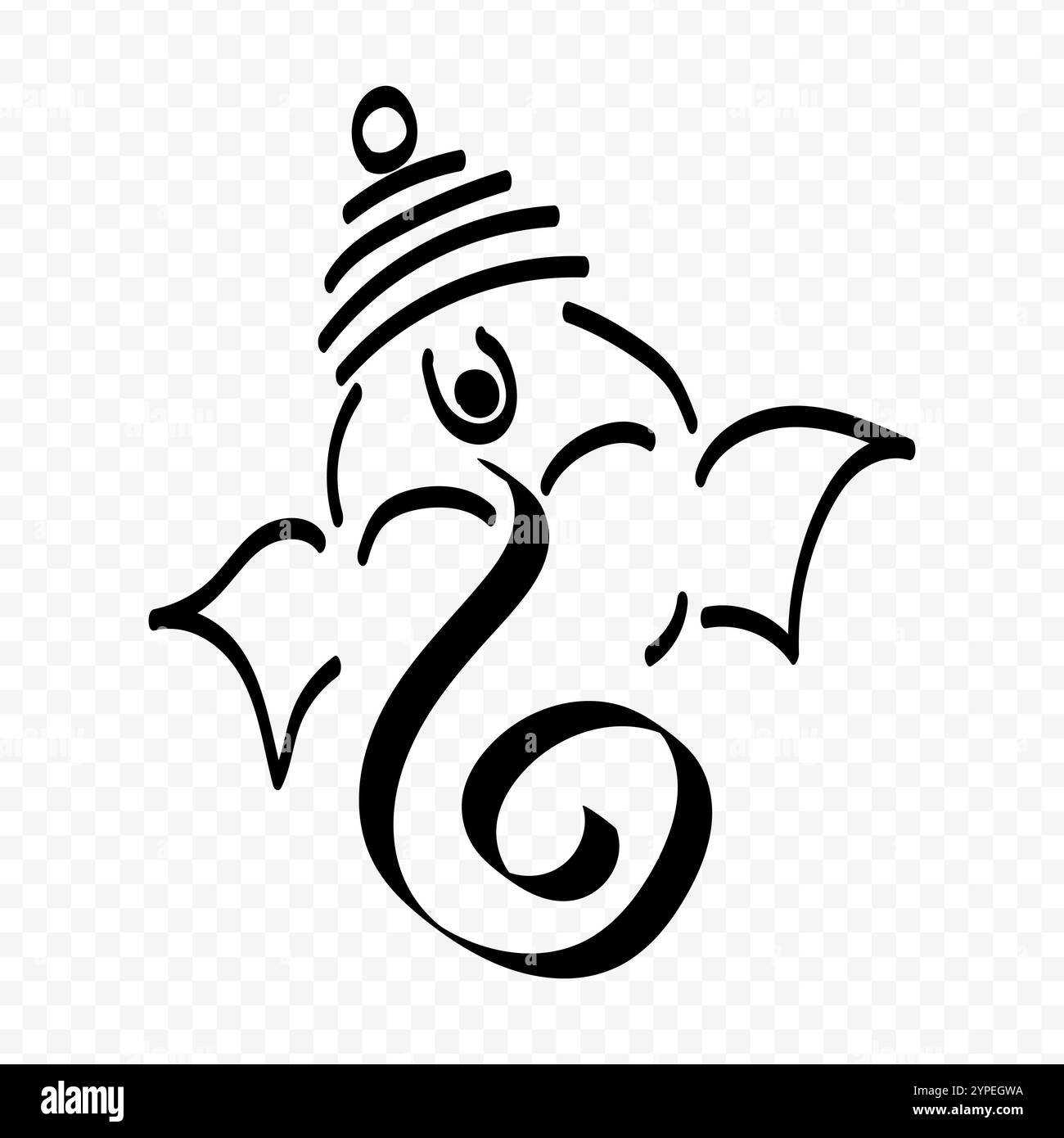 Vector hand drawn Lord Ganesha face portrait on transparent background ...