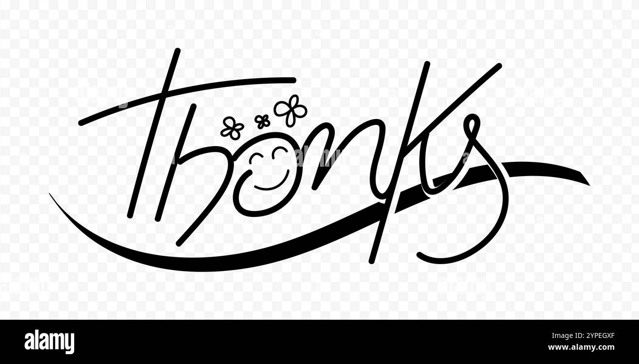 Vector hand written Thanks calligraphy on transparent background Stock ...