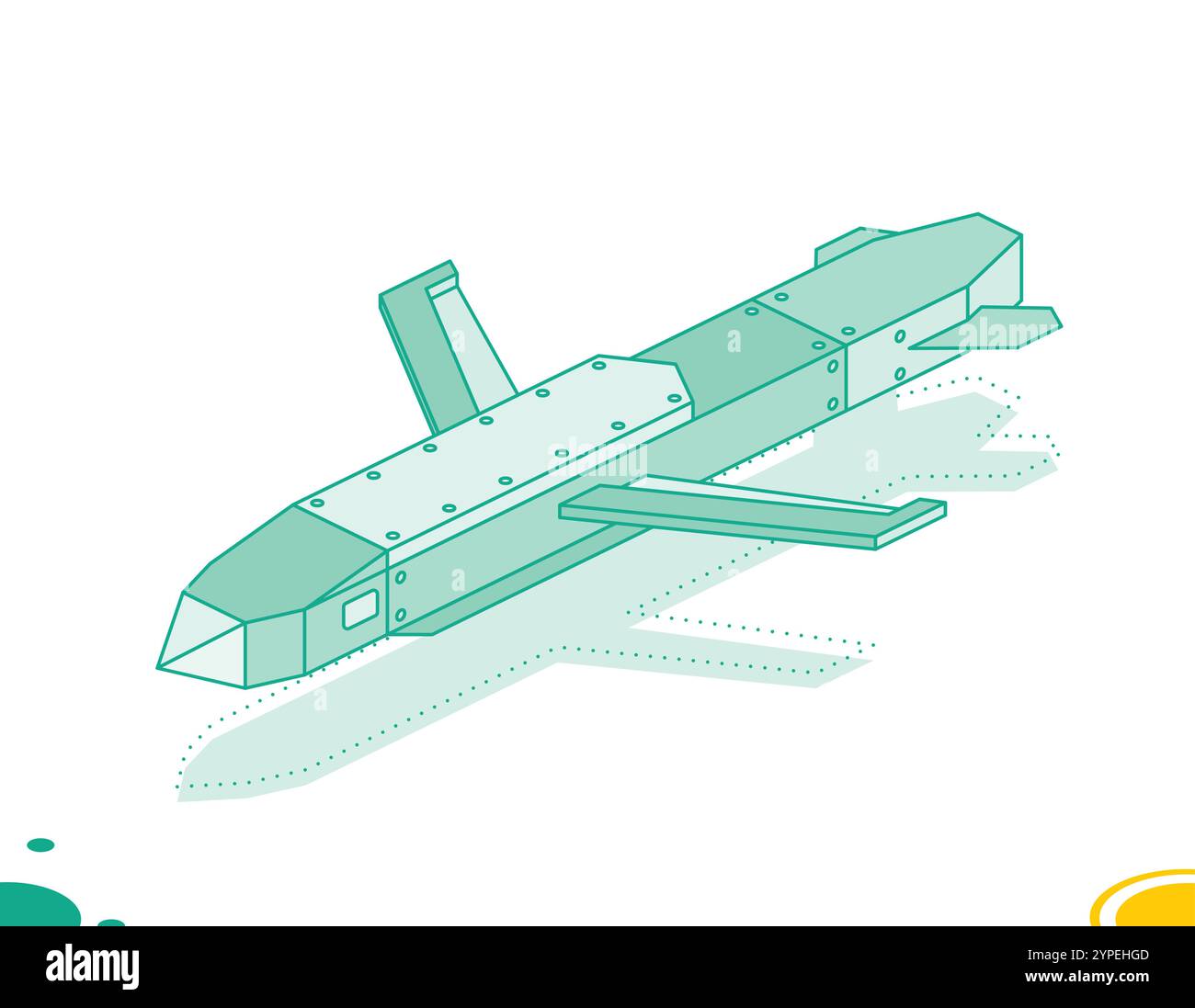 Isometric military cruise missile. Outline object isolated on white ...
