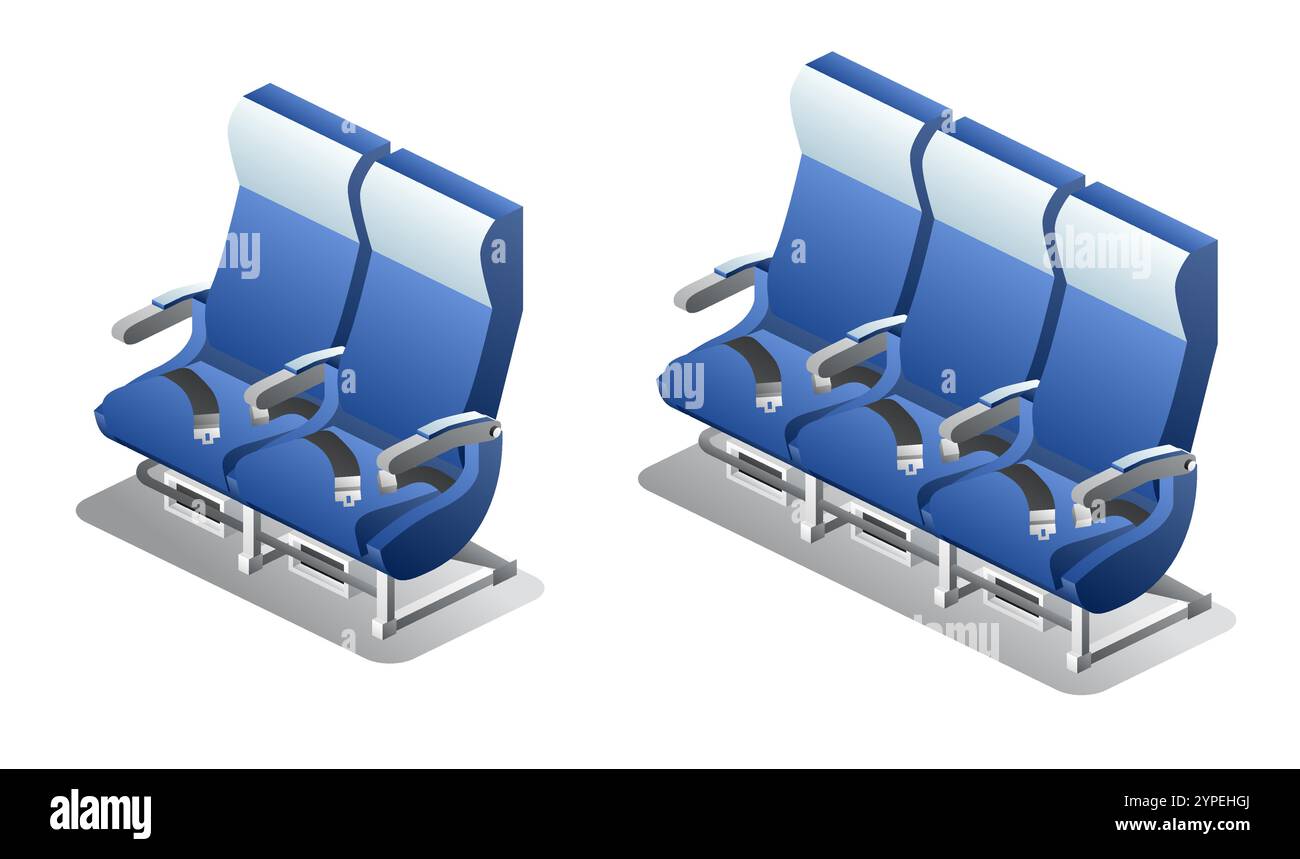 Isometric airplane seats. Vector illustration. Economy class seats ...