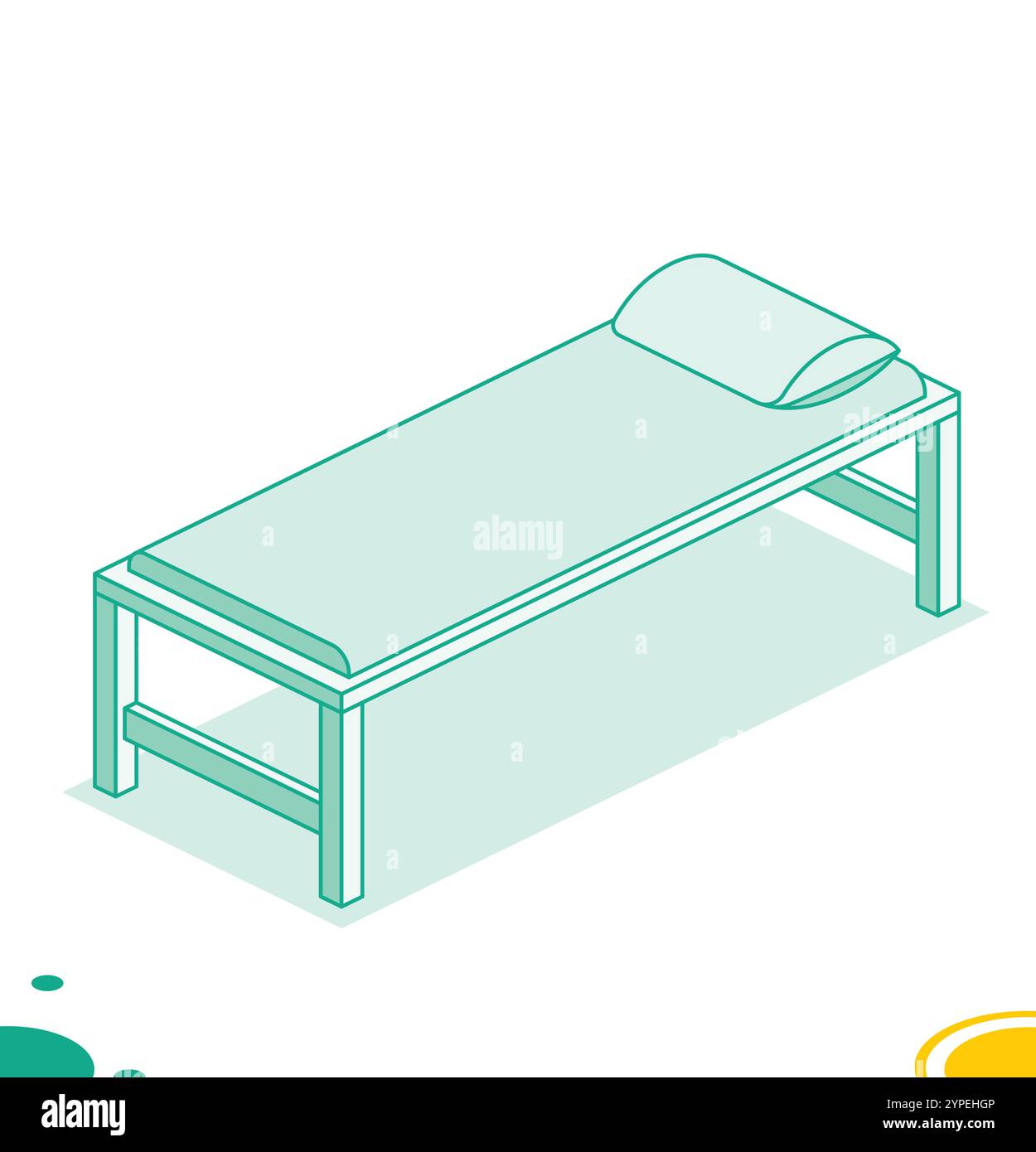 Patient examination table. Isometric outline object isolated on white ...