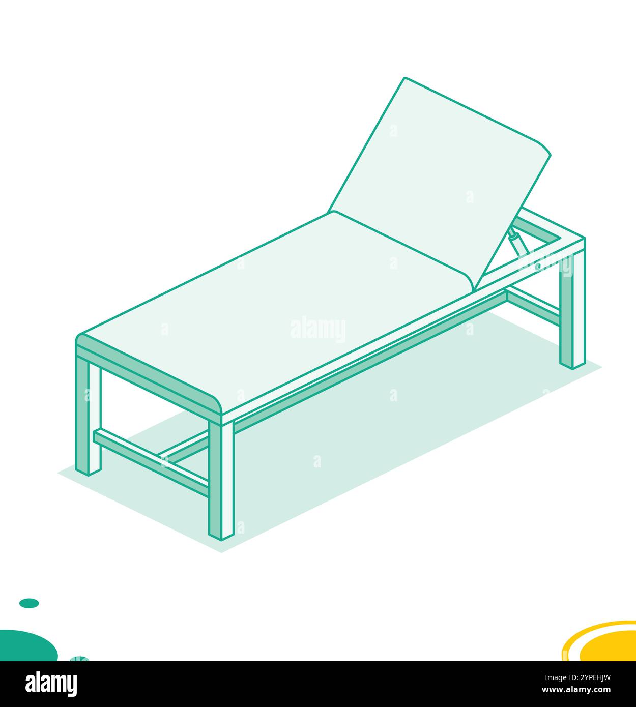 Patient examination table. Isometric outline object isolated on white ...