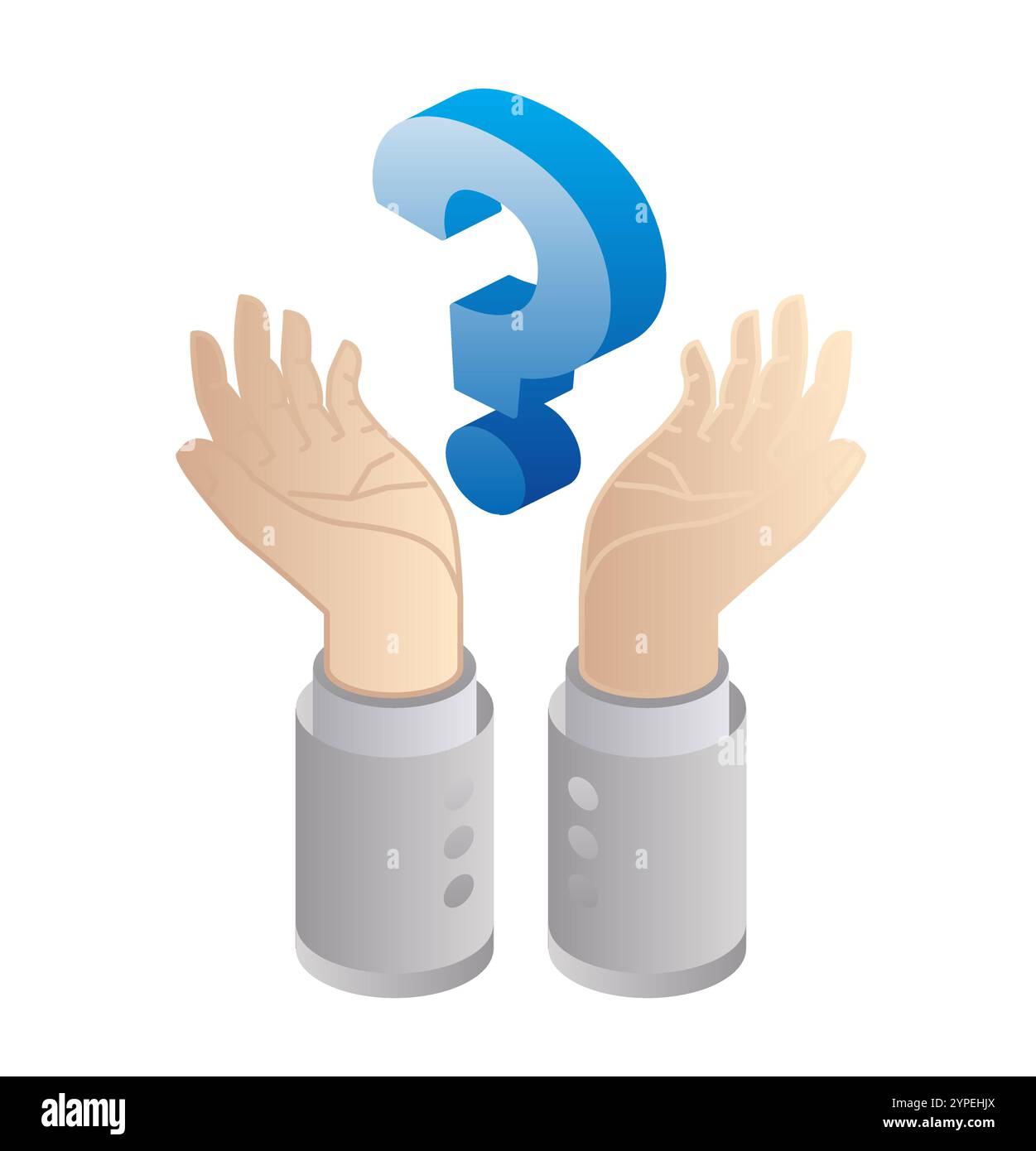 Isometric Hands Hold Big Question Mark. FAQ Concept Isolated on White. Vector Illustration Stock ...
