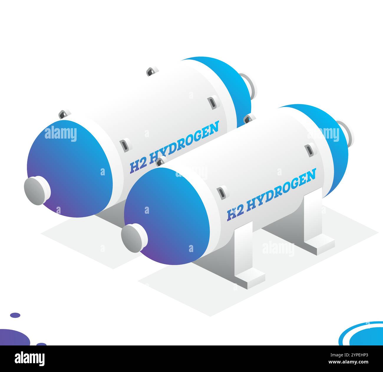 Isometric h2 hydrogen storage tanks. Vector illustration. Objects isolated on white background ...