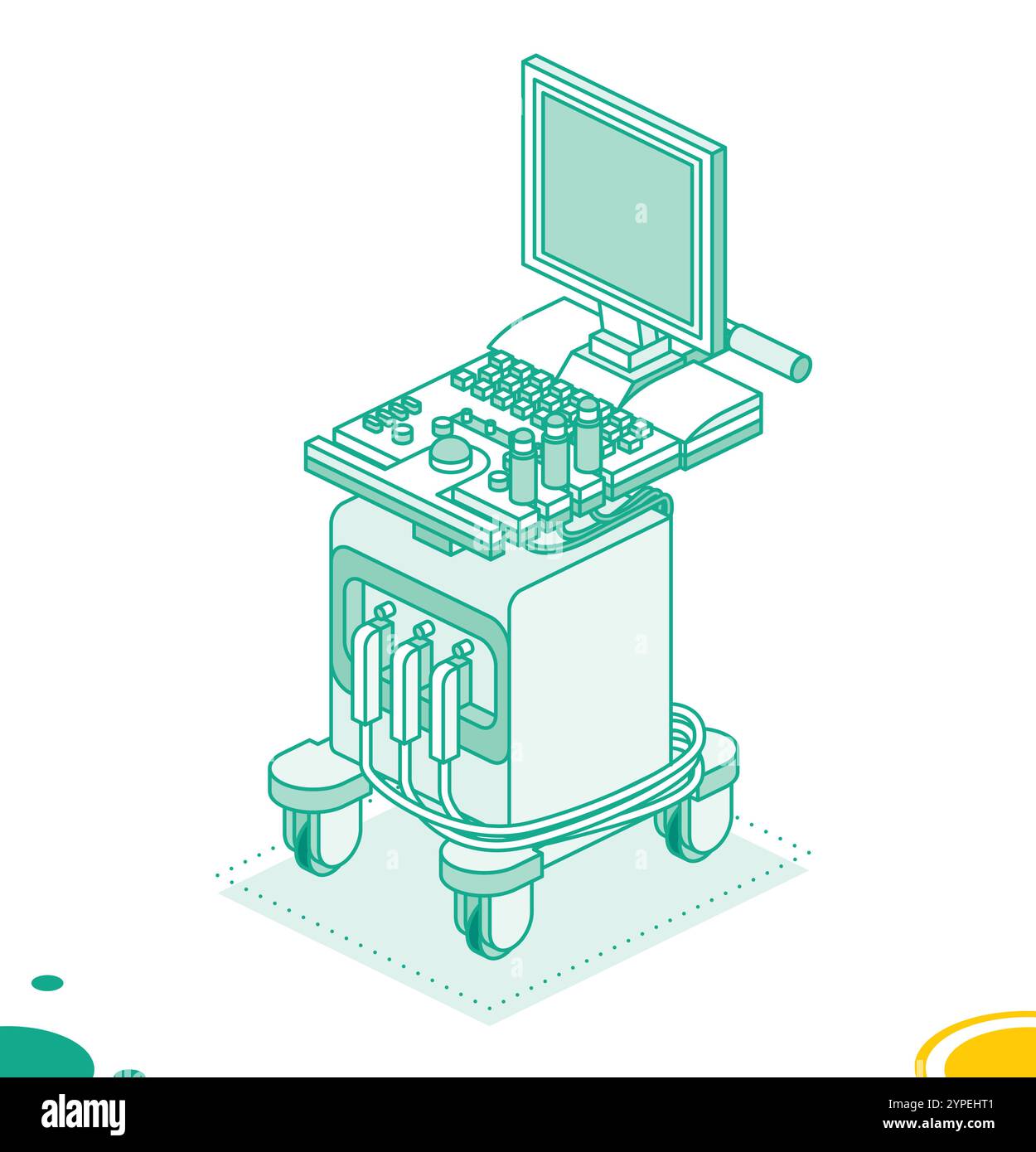Ultrasound scanner machine with a screen. Isometric modern object ...