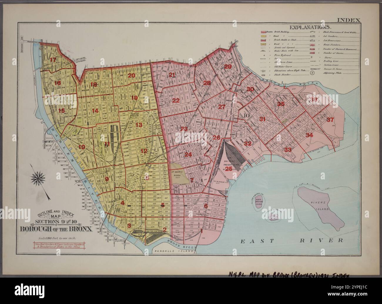 Outline & Index Map: Sections 9 and 10, Borough of the Bronx. 1921 by G ...