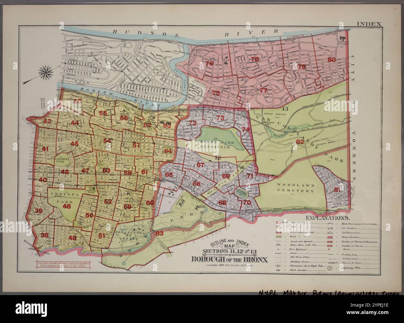 Outline & Index Map: Sections 11, 12 and 13, Borough of the Bronx. 1921 ...