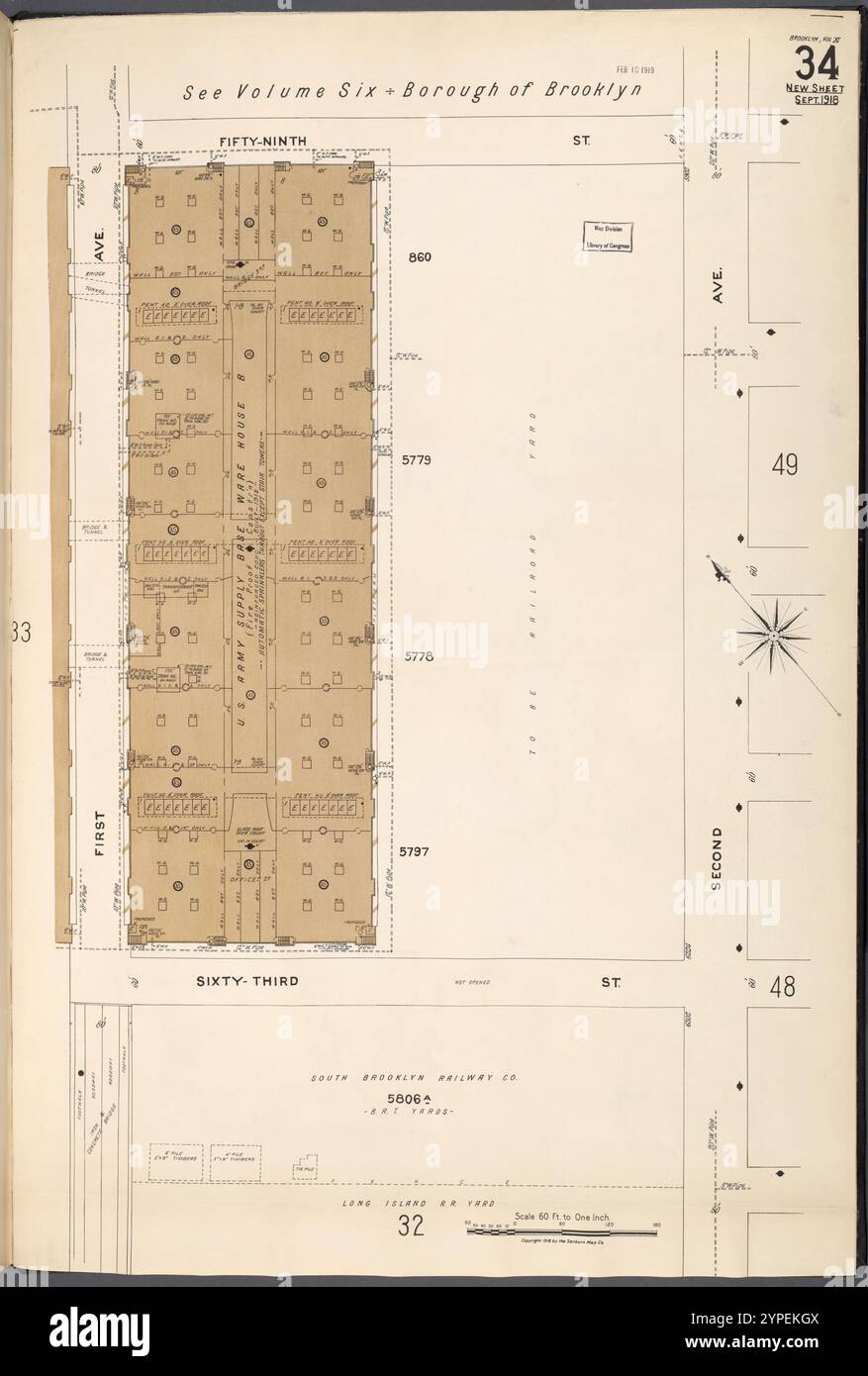 Brooklyn V. 11, 1918 of New Sheet Map No. 34 [Map bounded by 59th St ...