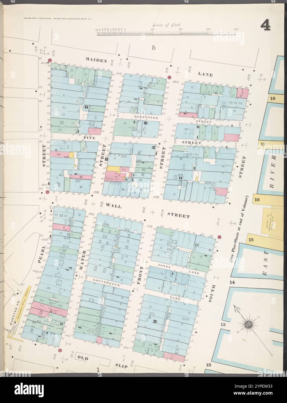 Manhattan, V. 1, Plate No. 4 [Map bounded by Maiden Lane, East River ...