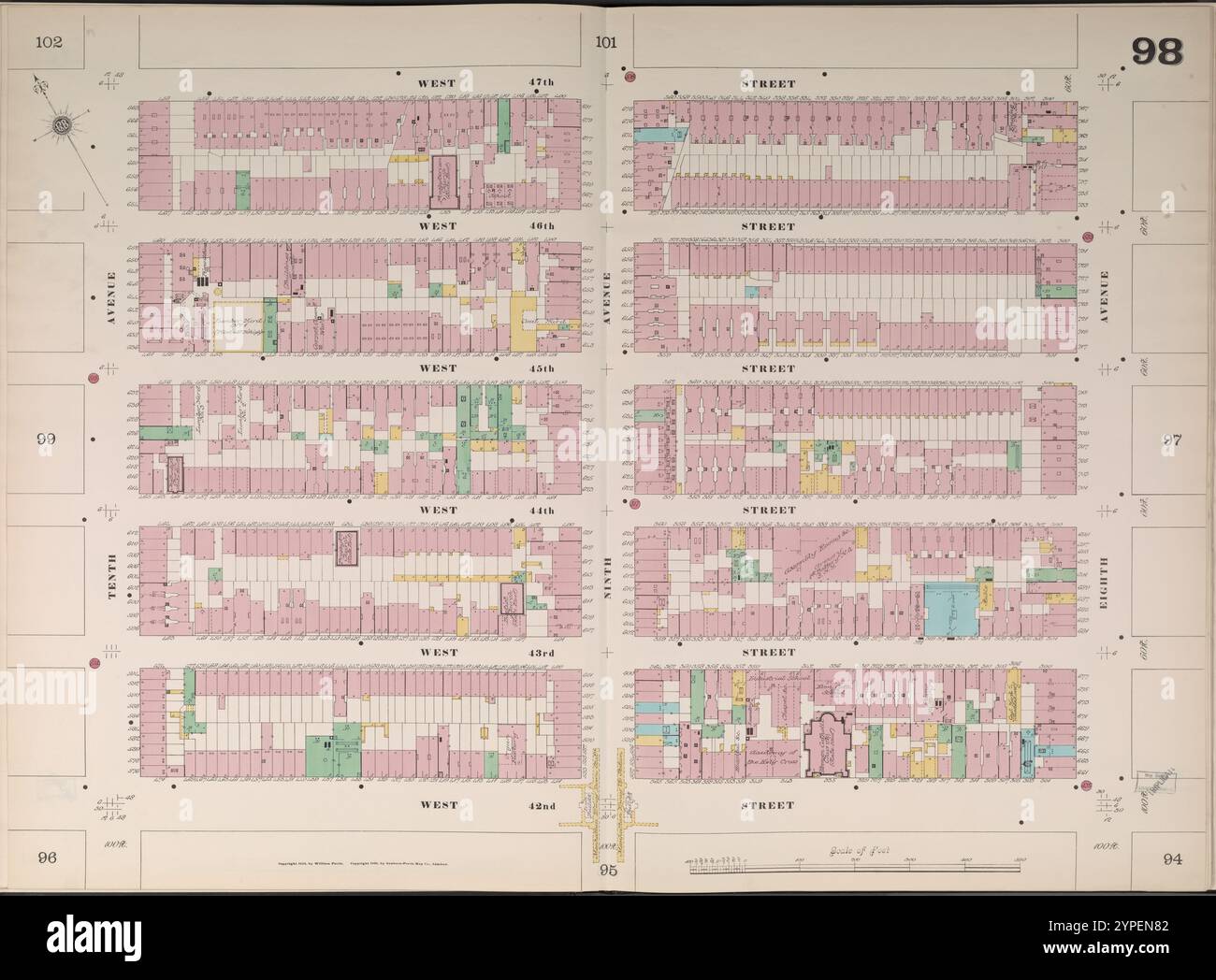 Manhattan, V. 5, Double Page Plate No. 98 [Map bounded by West 47th St ...