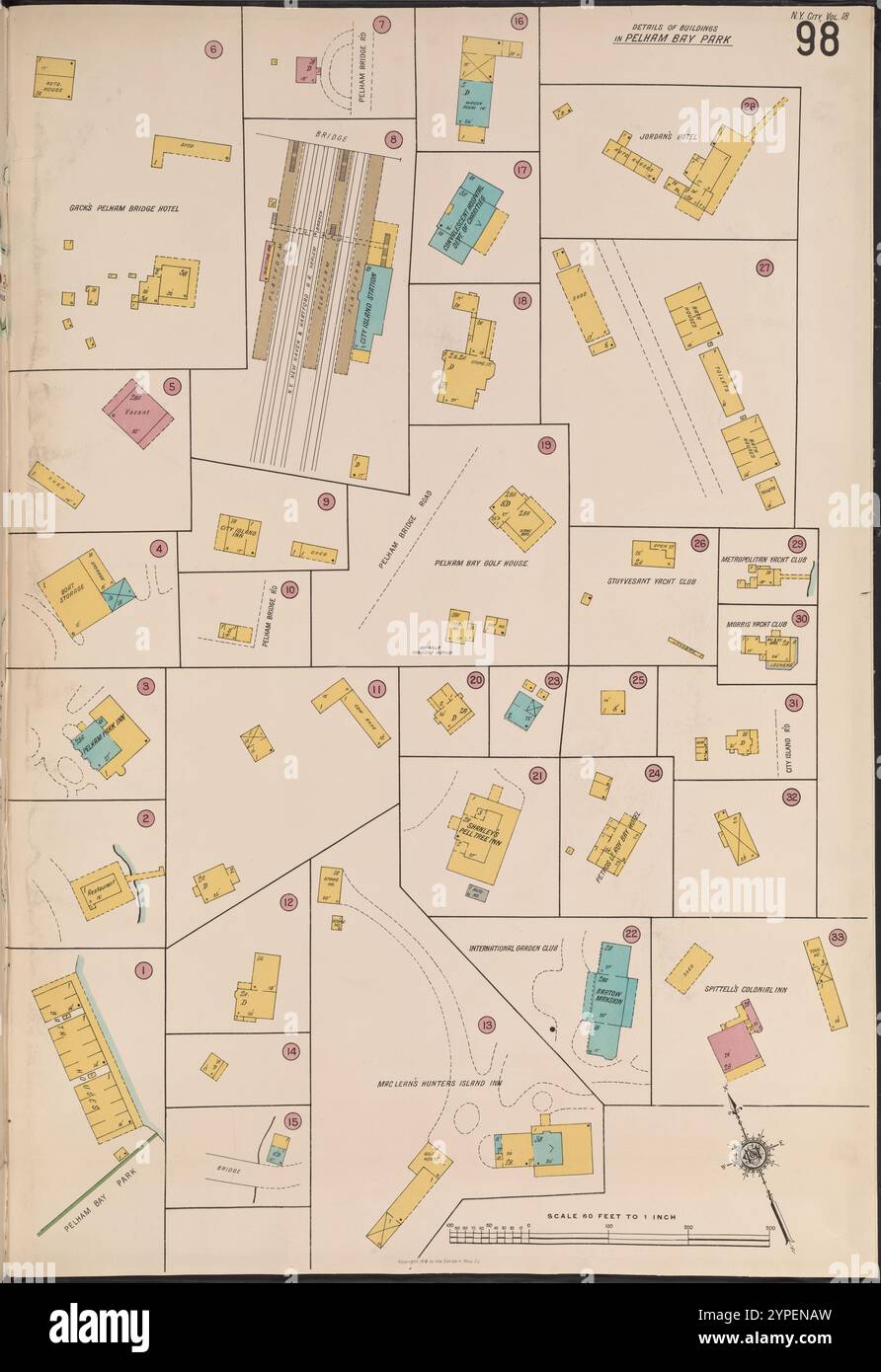 Bronx, V. 18, Plate No. 98 [Map bounded by Details Buildings in Pelham ...