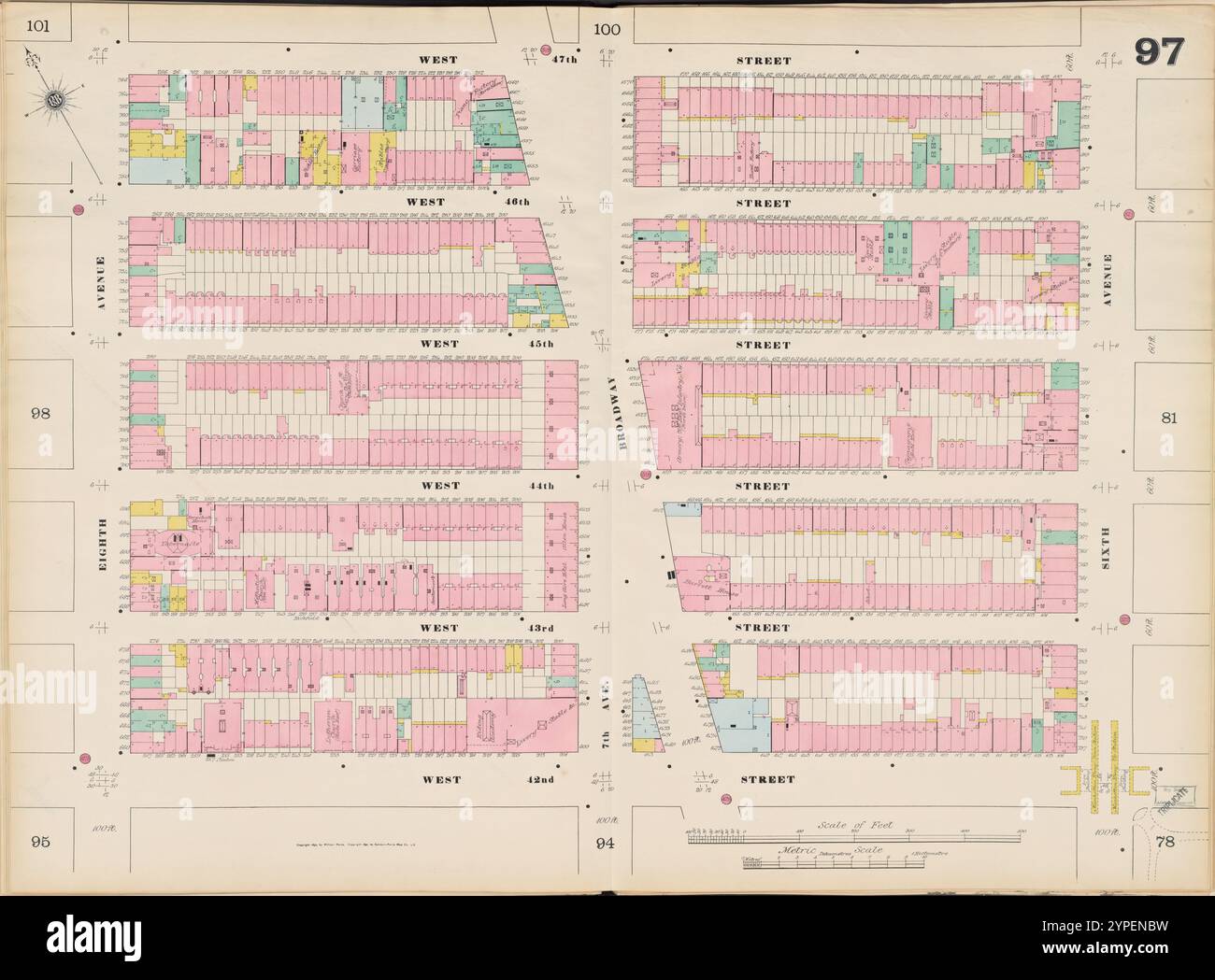 Manhattan, V. 5, Double Page Plate No. 97 [Map bounded by W. 47th St ...