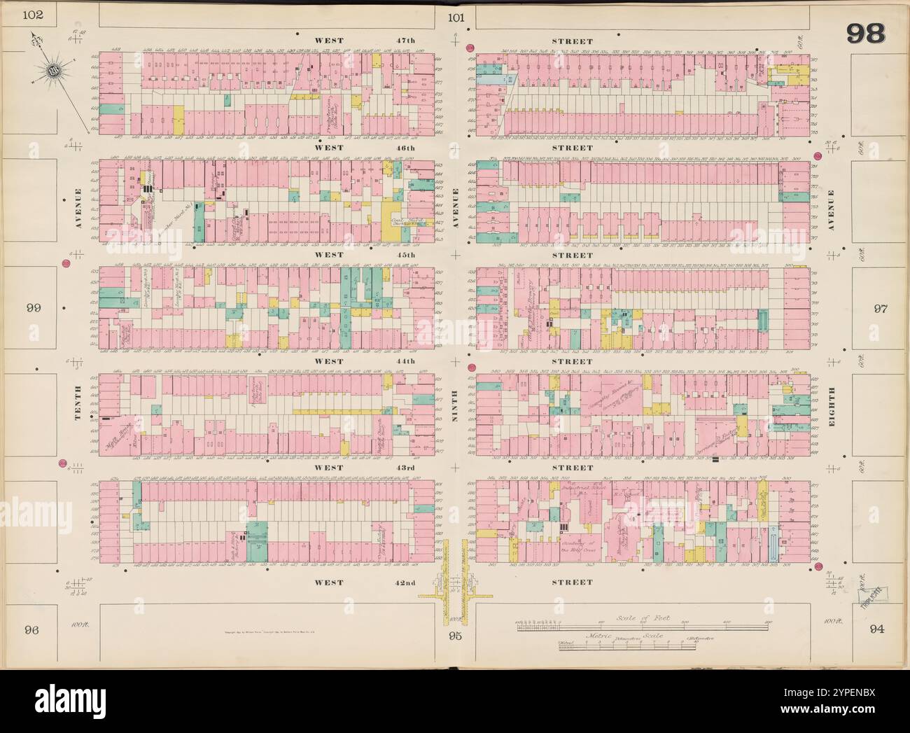 Manhattan, V. 5, Double Page Plate No. 98 [Map bounded by W. 47th St ...
