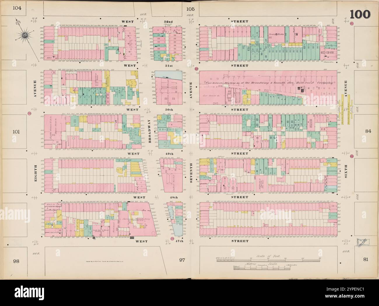 Manhattan, V. 5, Double Page Plate No. 100 [Map bounded by W. 52nd St ...