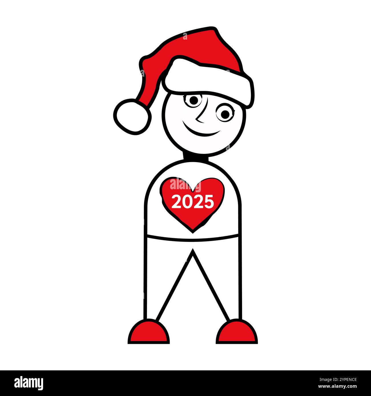 Cute character in Santa Claus hat with heart 2025 Stock Vector Image ...