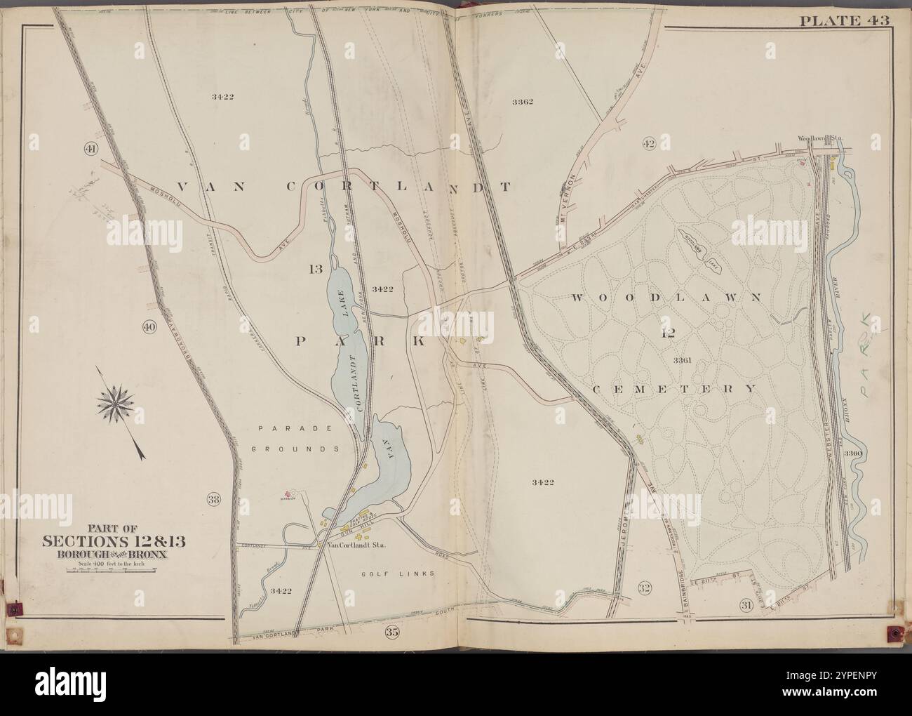 Plate 43 [Map bounded by Van Cortlandt Park, Bronx River, Broadway ...