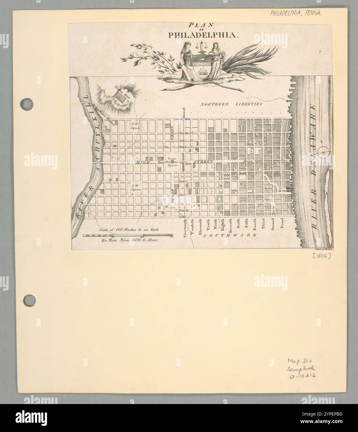 Plan of Philadelphia 1824 by MÃ¼ller, C Stock Photo - Alamy