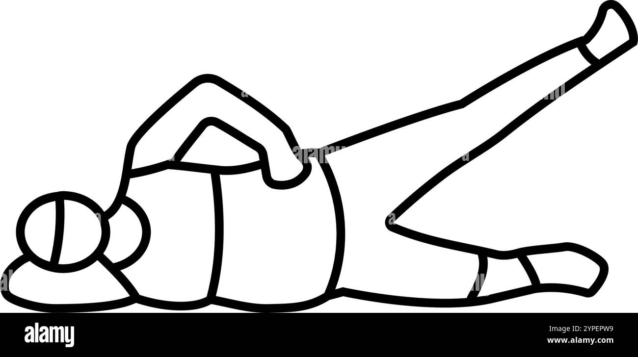 side lying leg lifts pregnant fitness line icon vector illustration ...