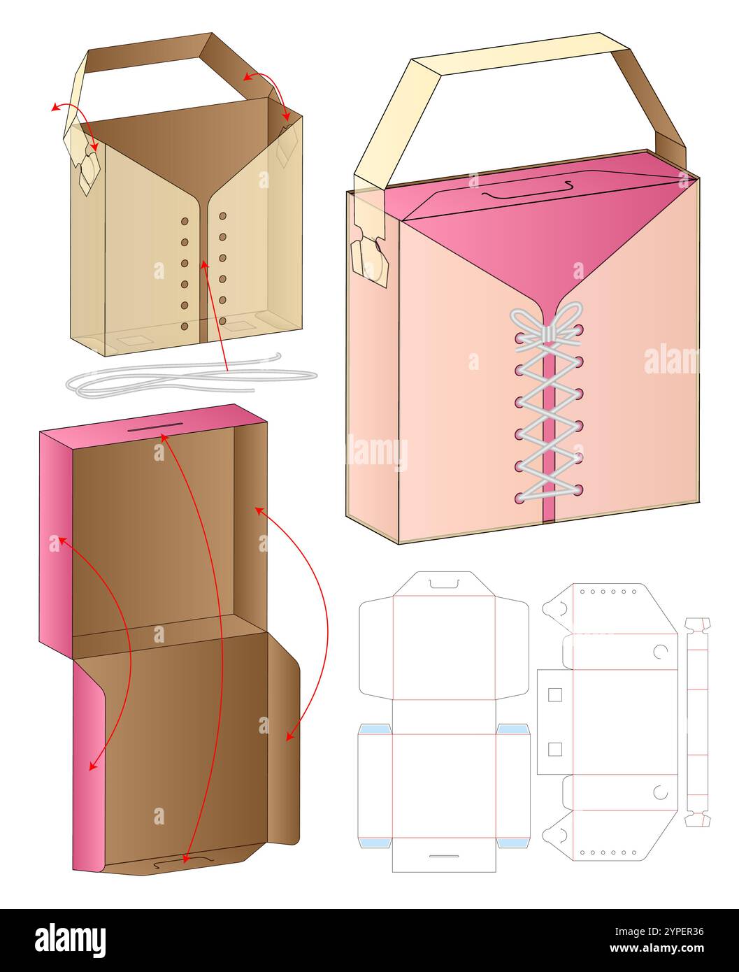 Box packaging die cut template design. 3d mock-up Stock Vector Image ...