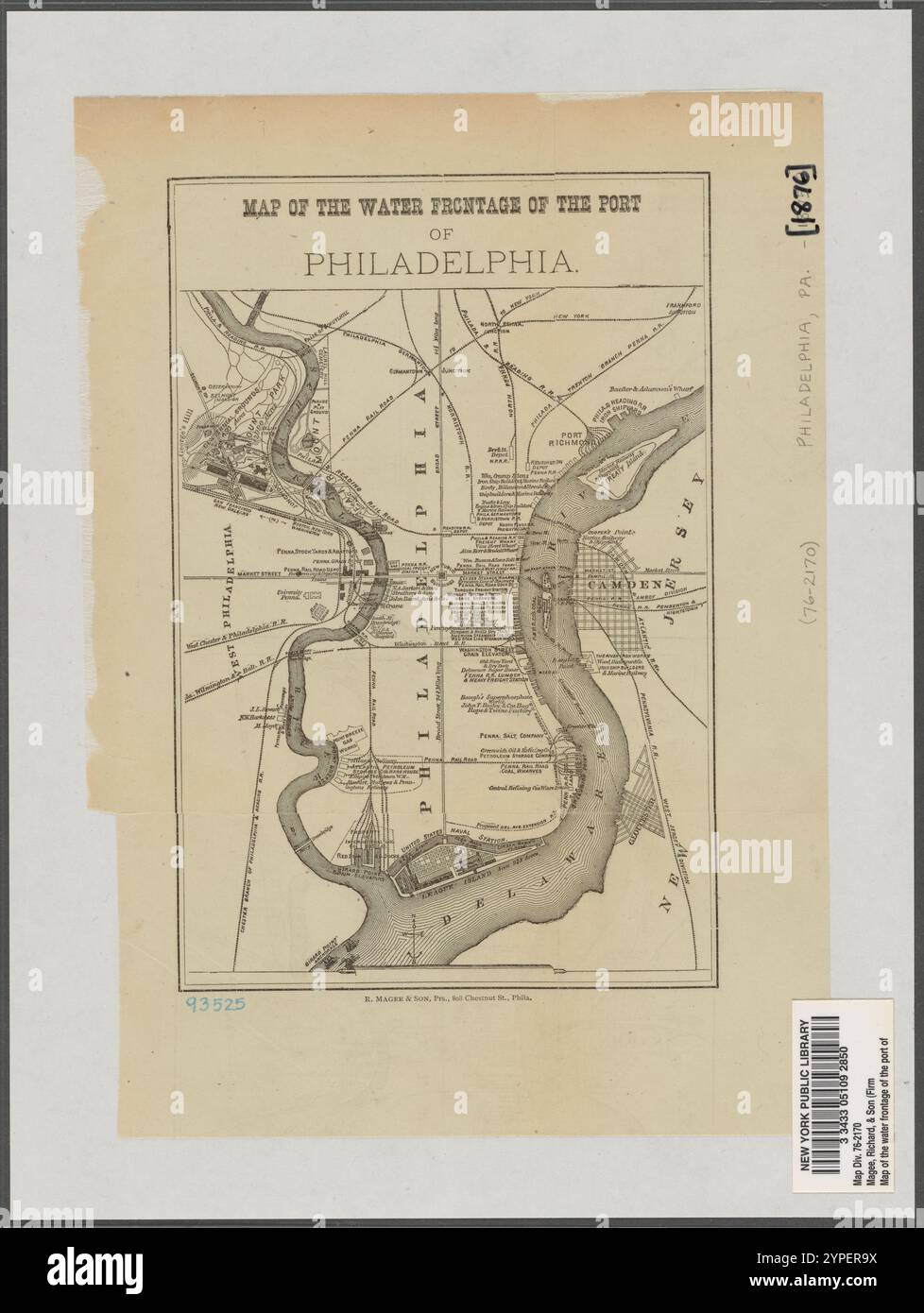 Map of the water frontage of the port of Philadelphia 1876 by Richard ...