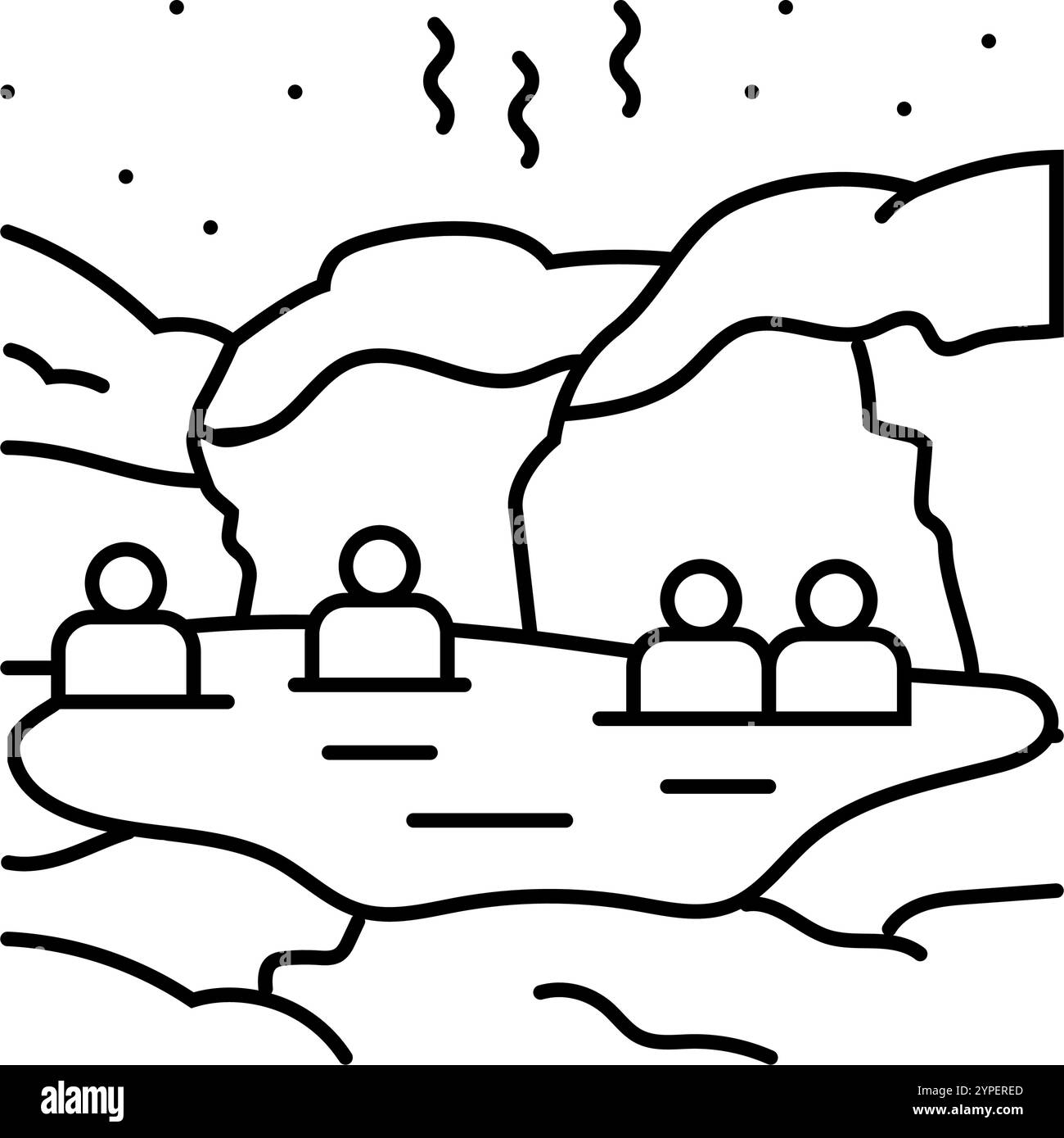 taking dip hot spring winter line icon vector illustration Stock Vector ...