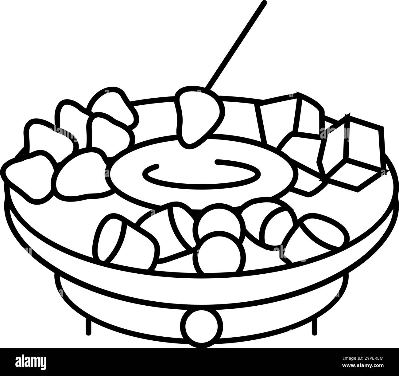 fondue party winter line icon vector illustration Stock Vector Image ...