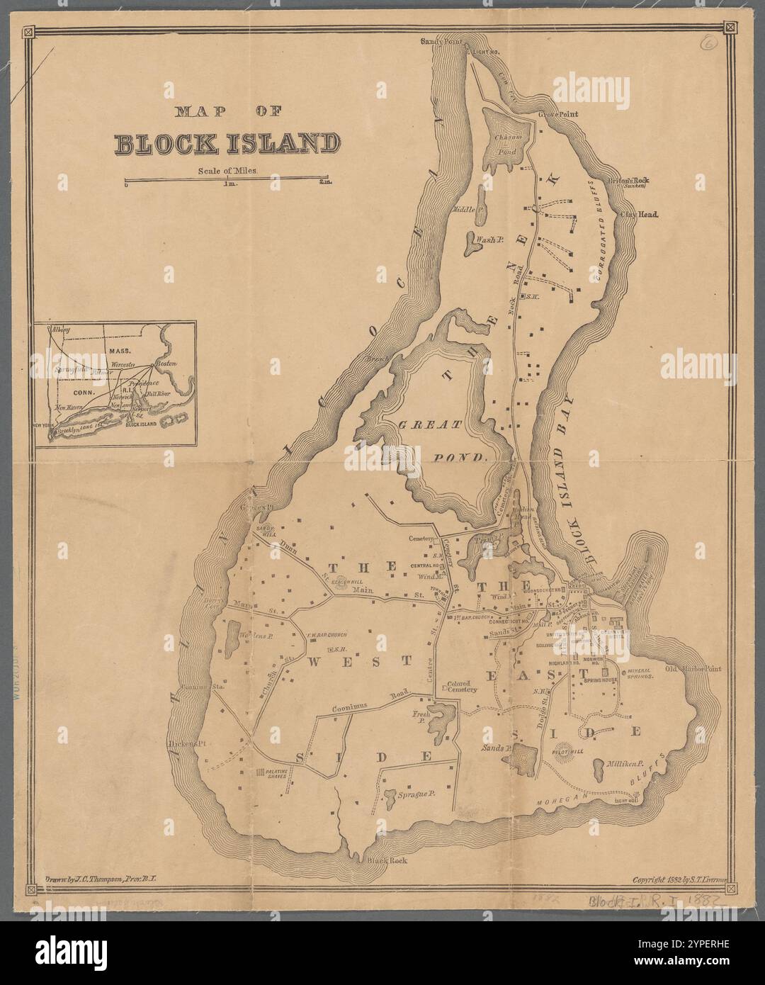 Map of Block Island 1882 Stock Photo - Alamy