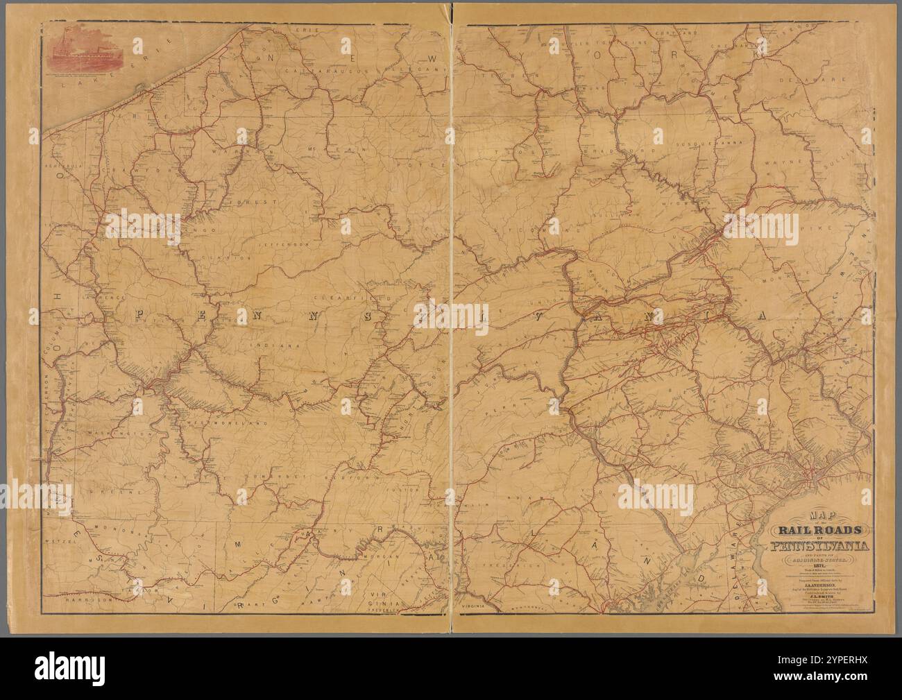 Map of the rail roads of Pennsylvania and parts of adjoining states ...