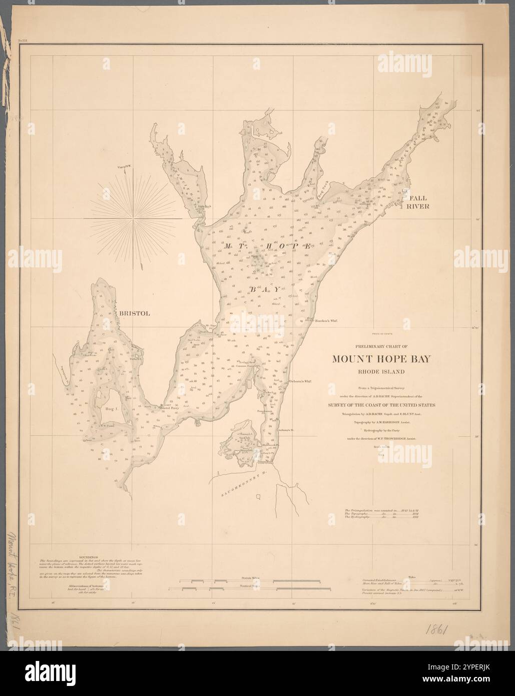Preliminary chart of Mount Hope Bay, Rhode Island 1861 by Bache, A. D ...