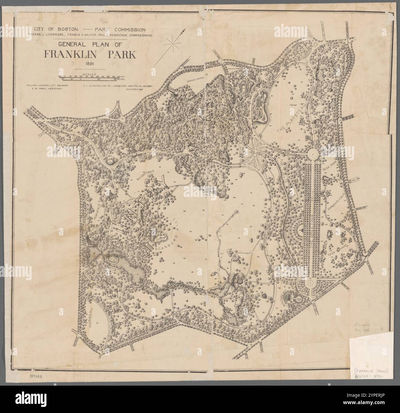 General plan of Franklin Park, 1891 1892 by Jackson, William (British ...