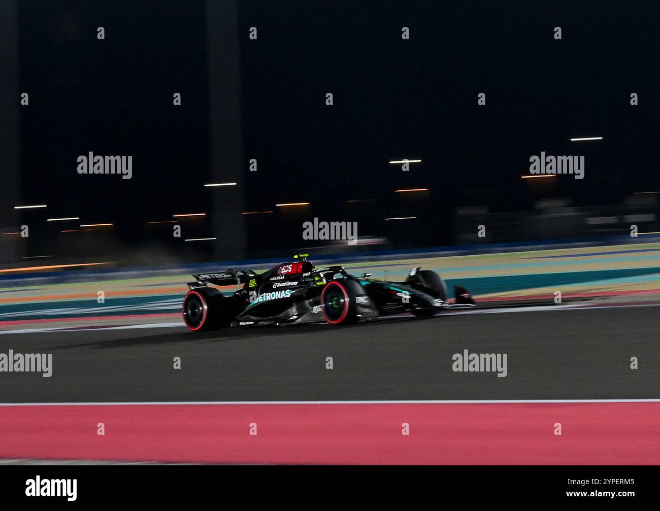 Lusail, Qatar. 29th Nov, 2024. Mercedes' British driver Lewis Hamilton ...