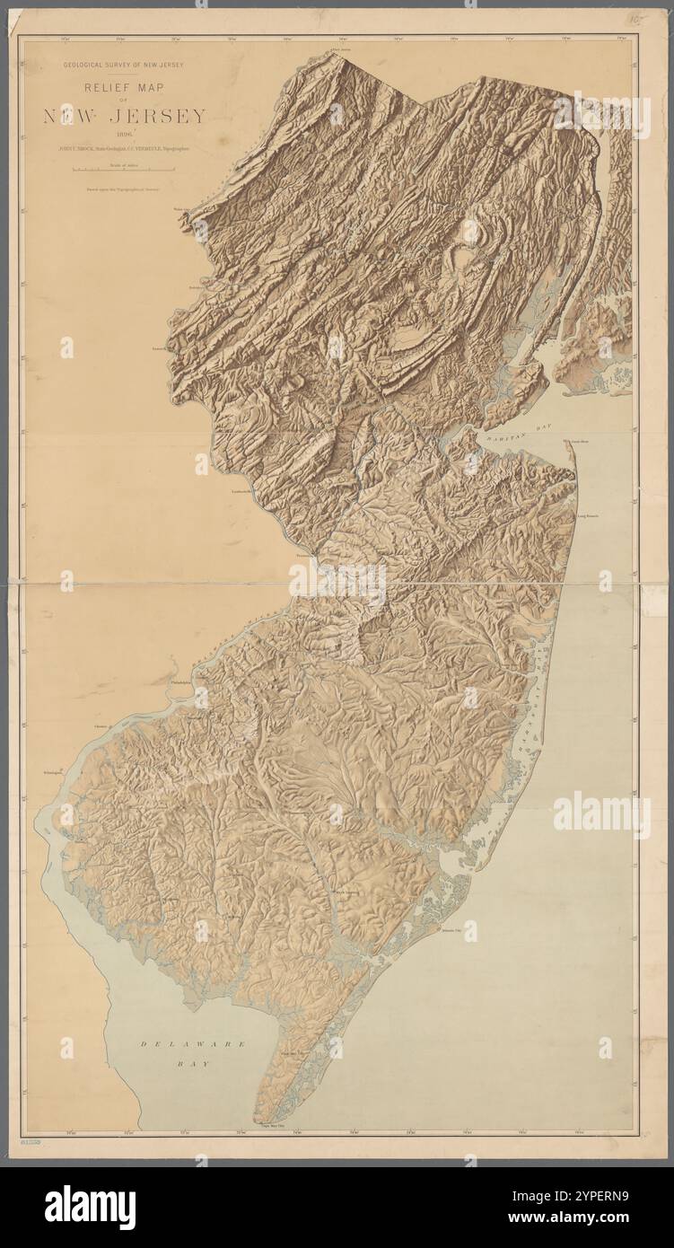 Relief map of New Jersey: based upon the Topographical Survey 1896 by ...