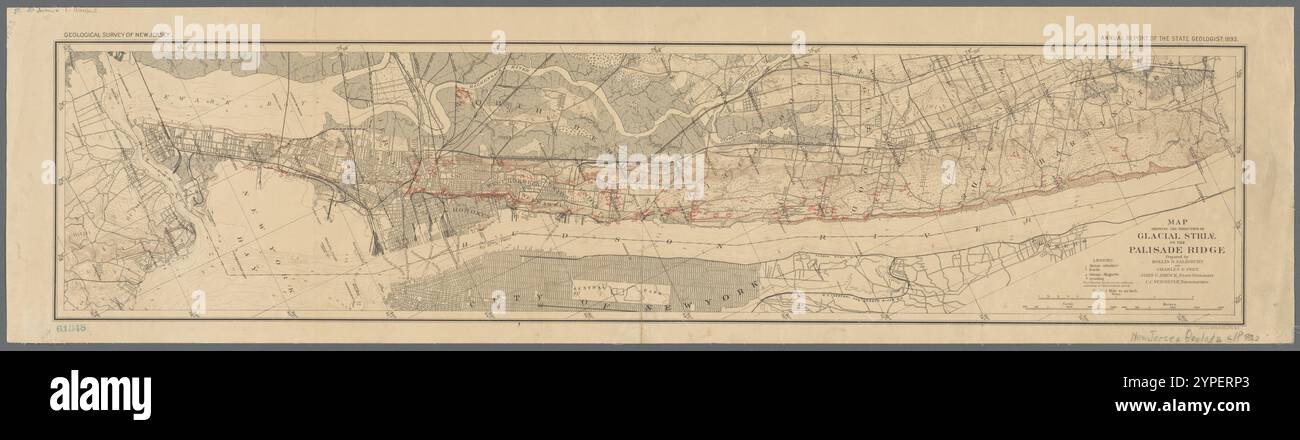 Map showing the direction of glacial striae on the Palisade Ridge 1893 ...