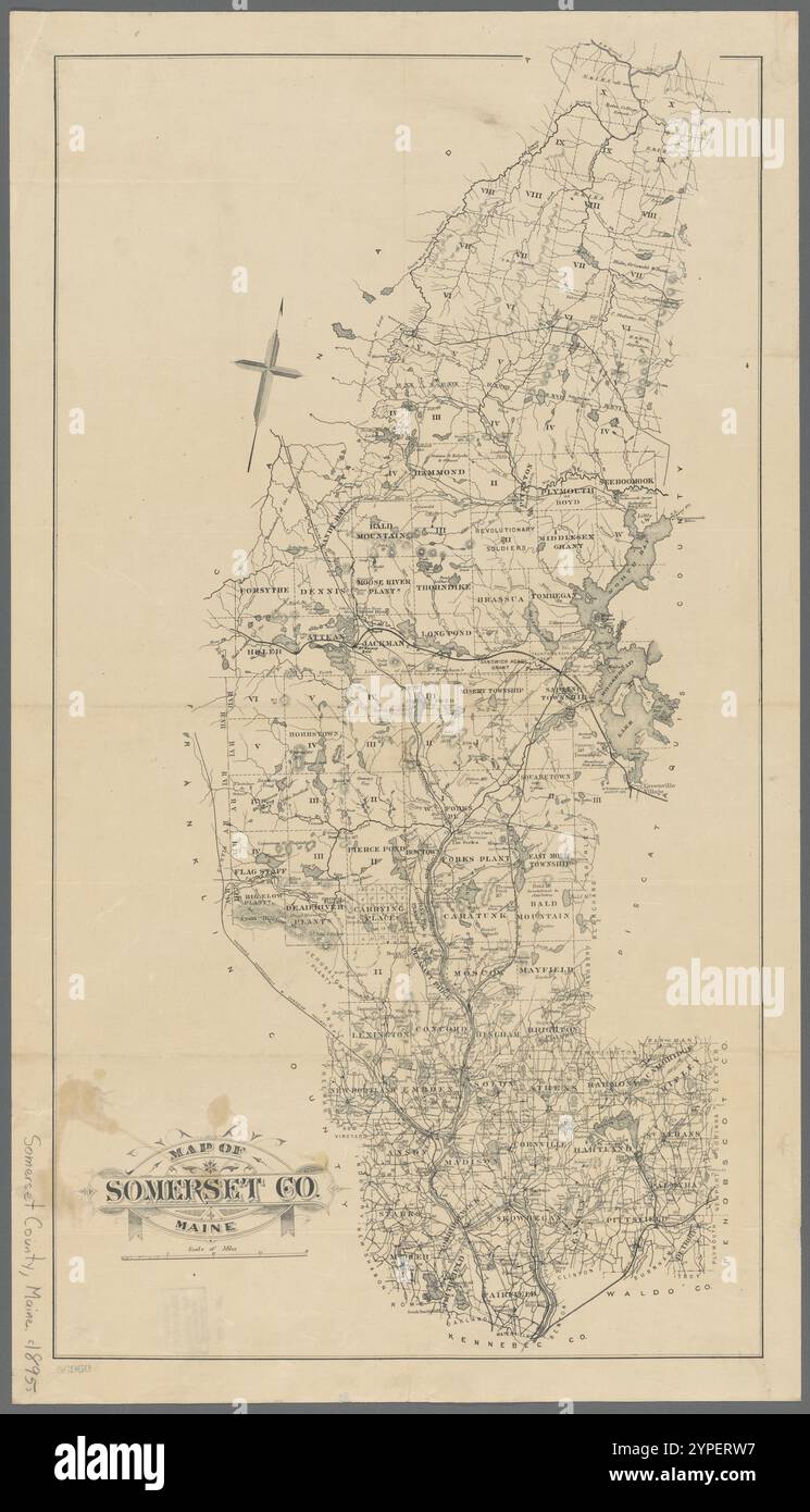 Map of Somerset Co., Maine 1895 Stock Photo - Alamy