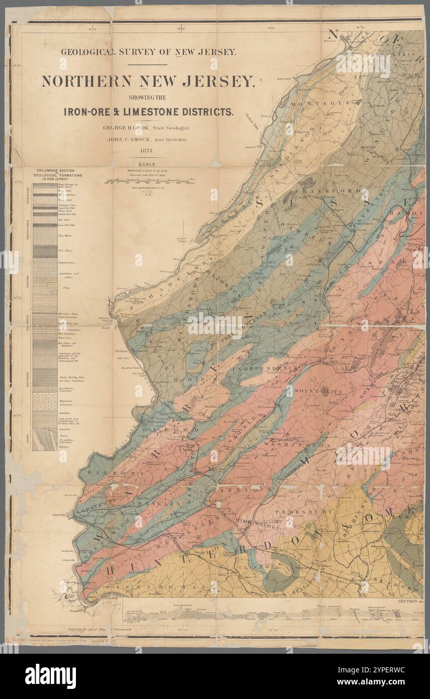 Northern New Jersey, showing the iron-ore & limestone districts 1874 by ...