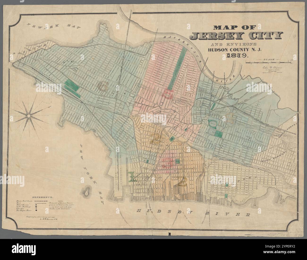 Map of Jersey City and environs, Hudson County, N.J. 1879 Stock Photo ...