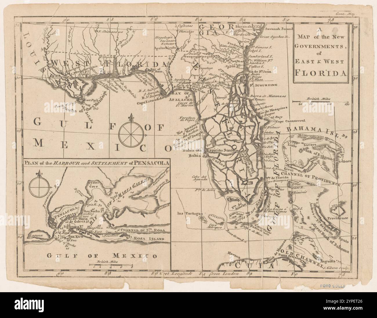 A map of the new governments of East & West Florida 1763 by Gibson, J ...