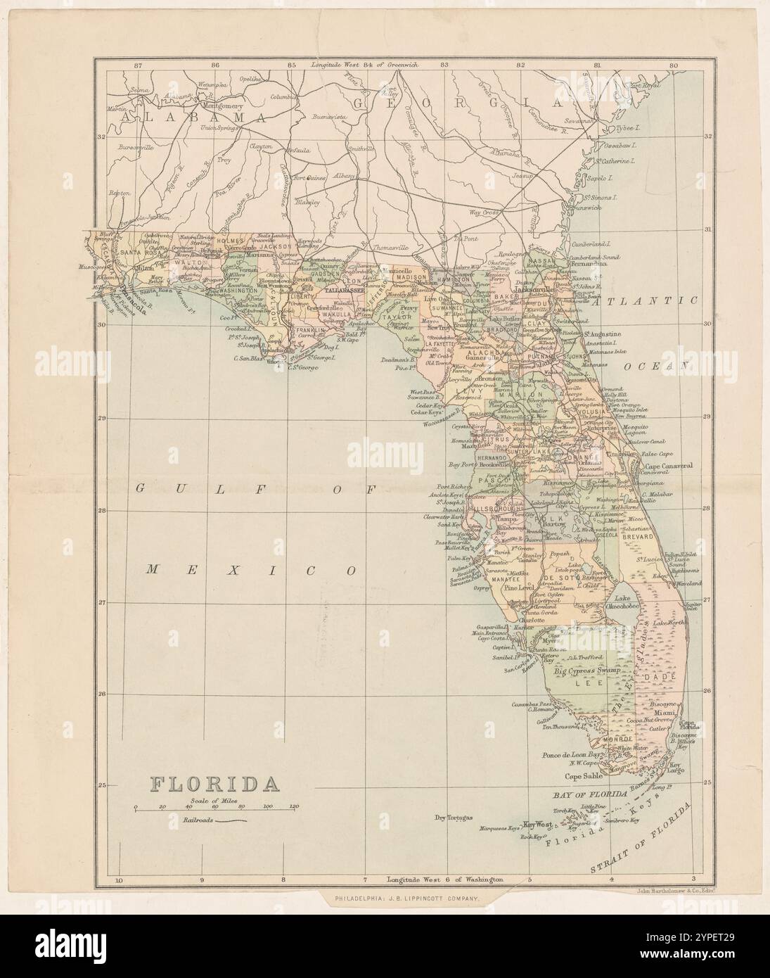 Florida 1890 by John Bartholomew & Co Stock Photo - Alamy