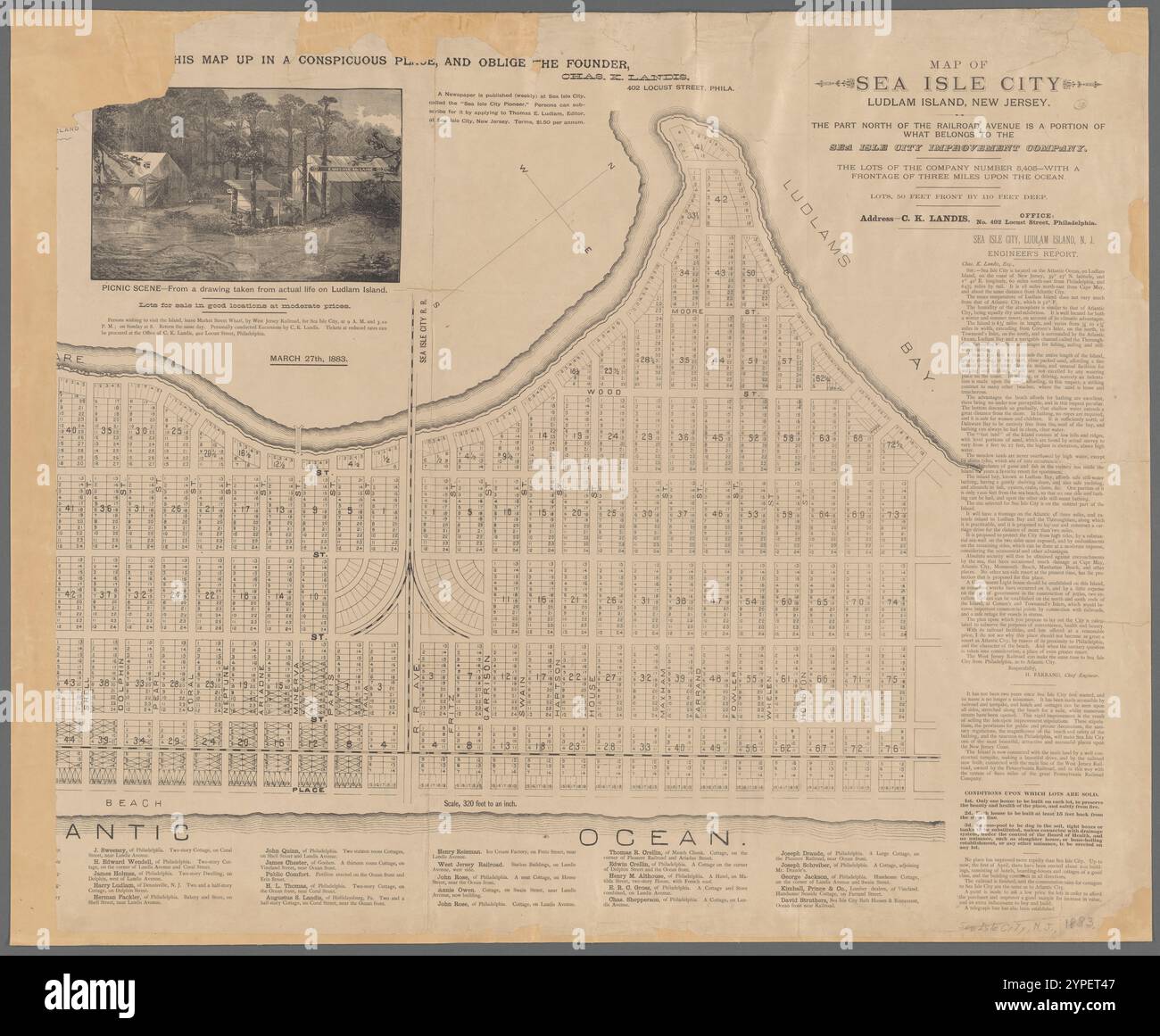Map of Sea Isle City, Ludlam Island, New Jersey 1883 Stock Photo - Alamy