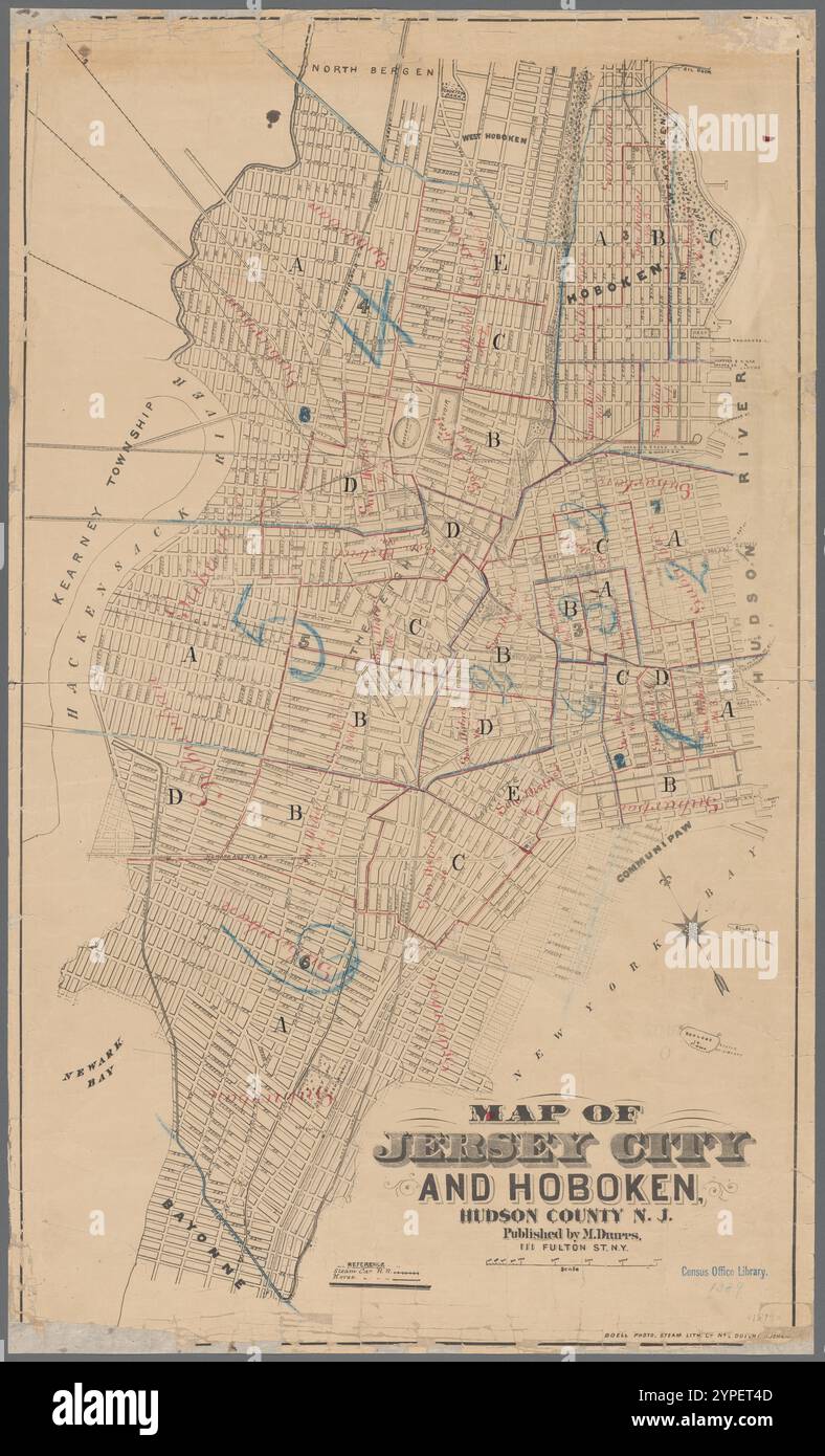 Map of Jersey City and Hoboken, Hudson County, N.J. 1879 by Dripps, M ...