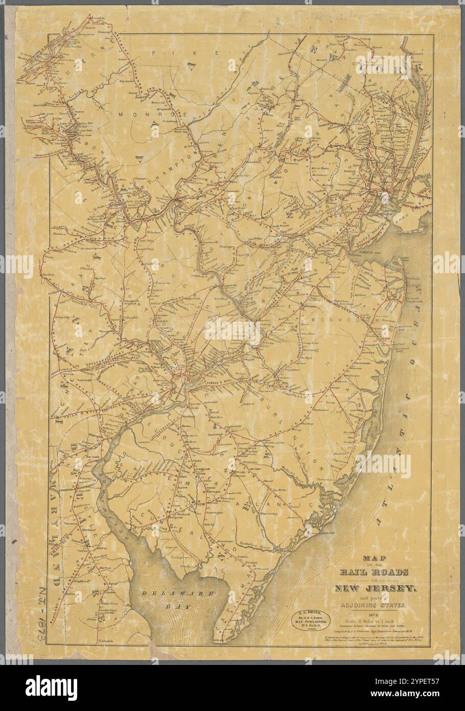 Map of the rail roads of New Jersey: and parts of adjoining states 1873 ...
