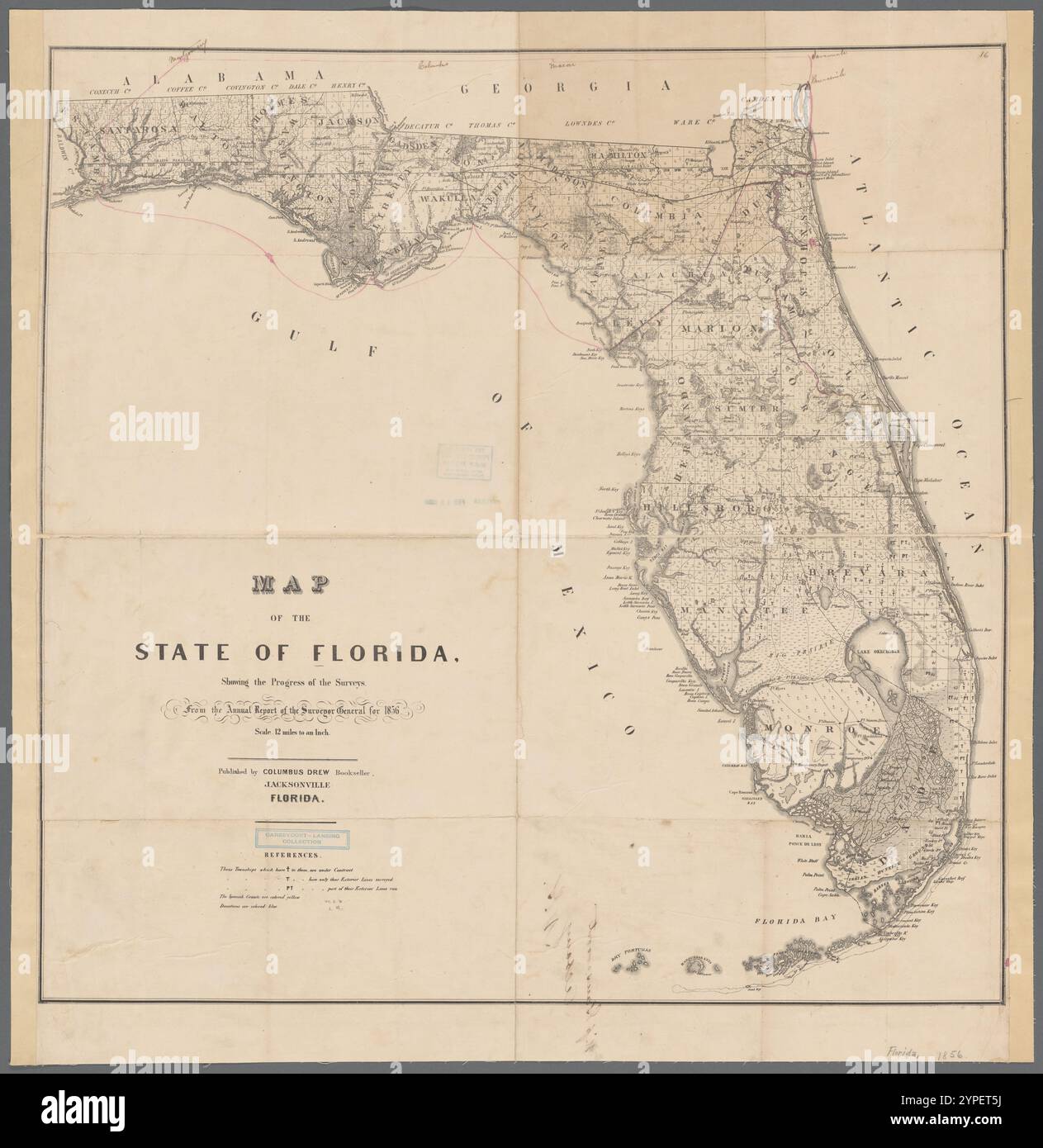 Map of the State of Florida : showing the progress of the surveys 1856 ...
