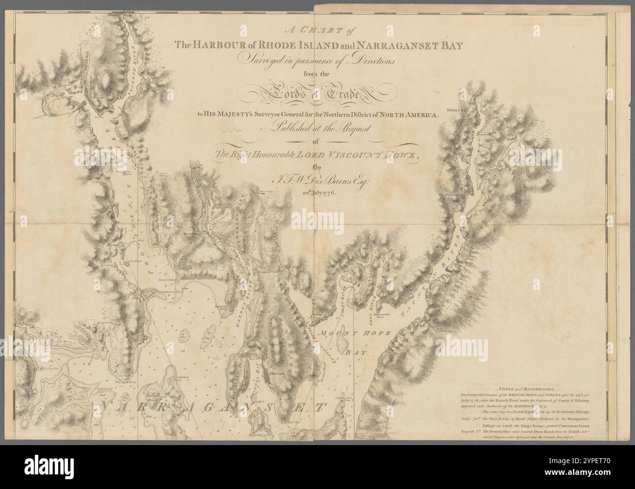 A chart of the harbour of Rhode Island and Narraganset Bay surveyed in ...