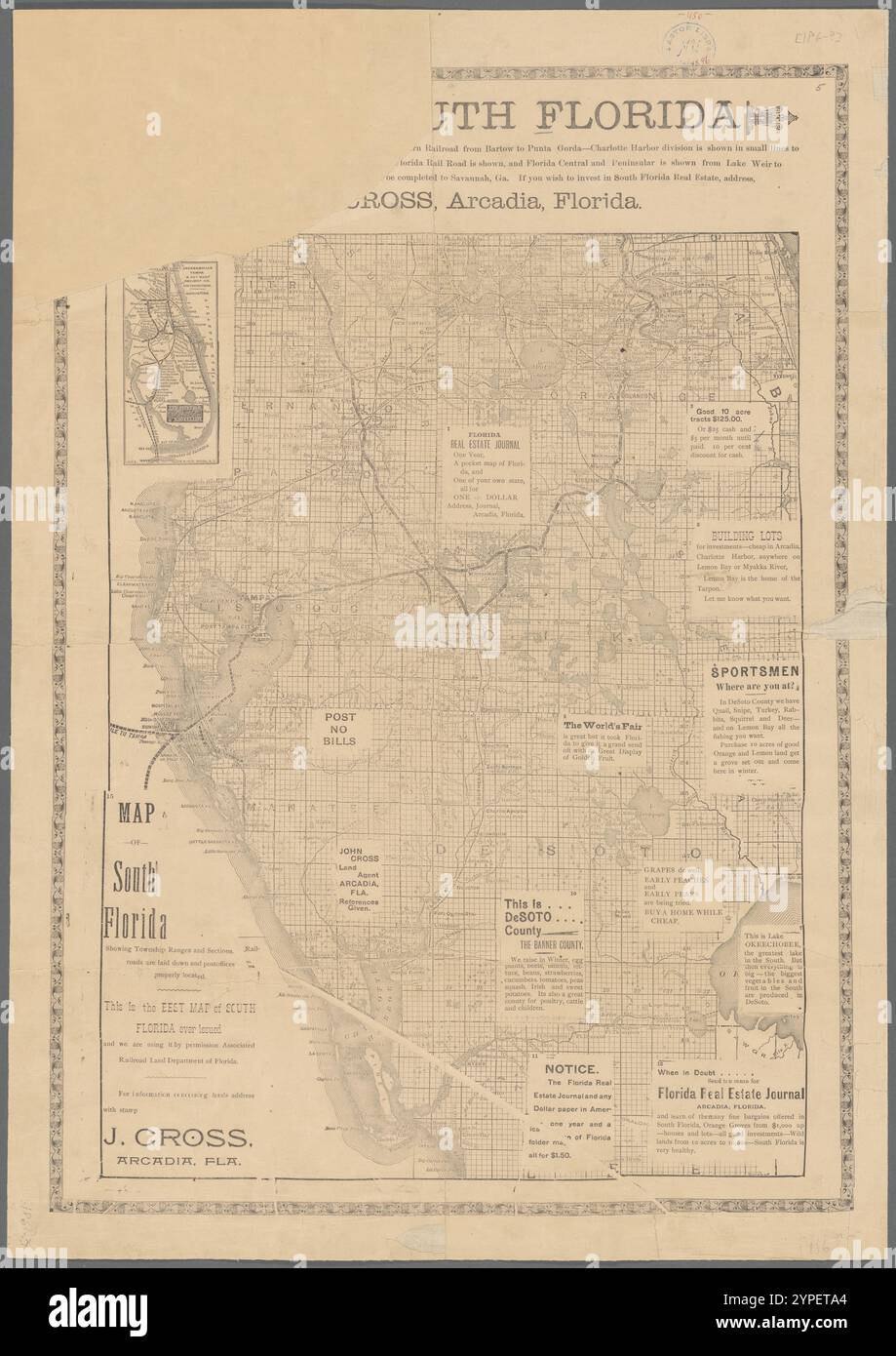 Map of south Florida : showing township ranges and sections, railroads ...